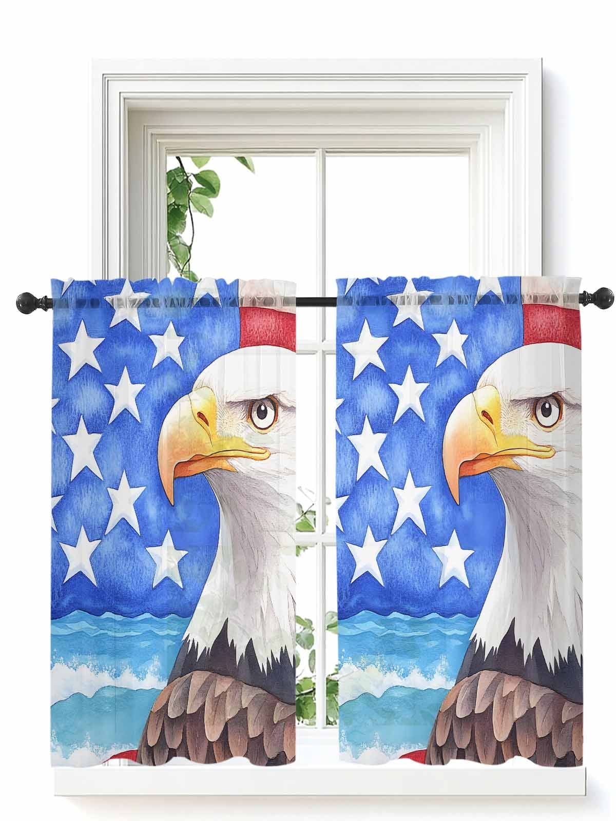 American Flag Curtains 45 Inch Length,Sheer Curtains for Bedroom Living ...