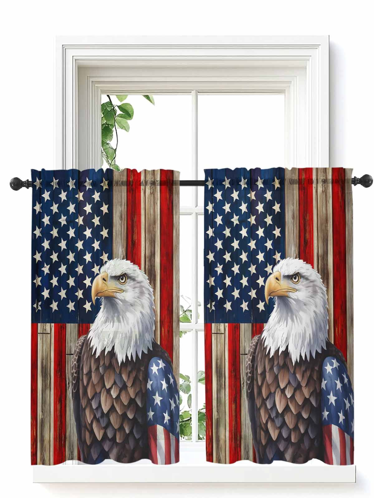 American Flag Curtains 45 Inch Length, Sheer Curtains for Bedroom ...