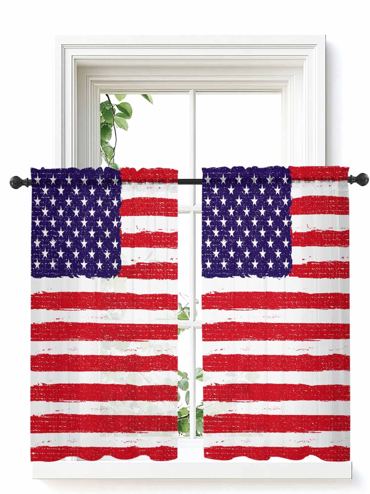 American Flag Curtains 54 Inch Length, Sheer Curtains for Bedroom ...
