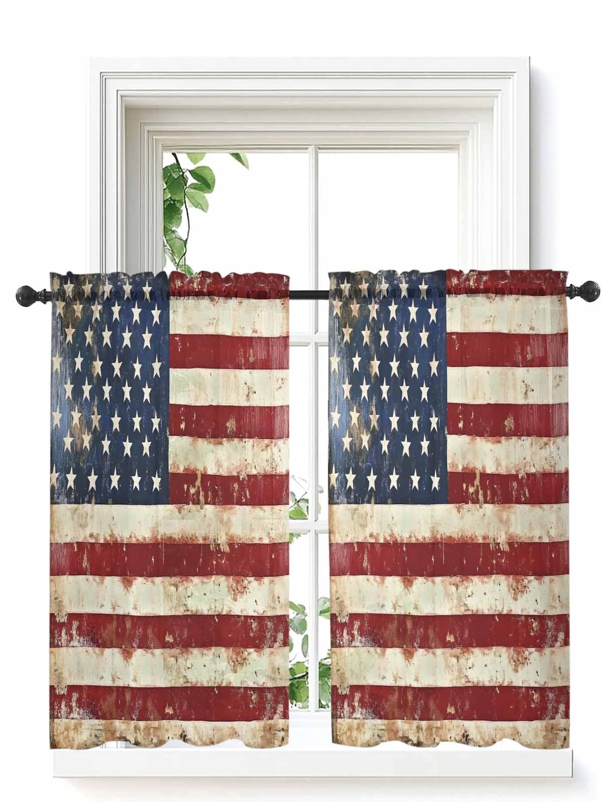 American Flag Curtains 54 Inch Length, Sheer Curtains for Bedroom ...
