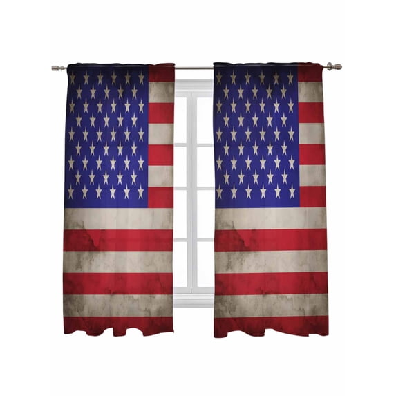 American Flag Curtains 63 Inch Length, Sheer Curtains for Bedroom ...