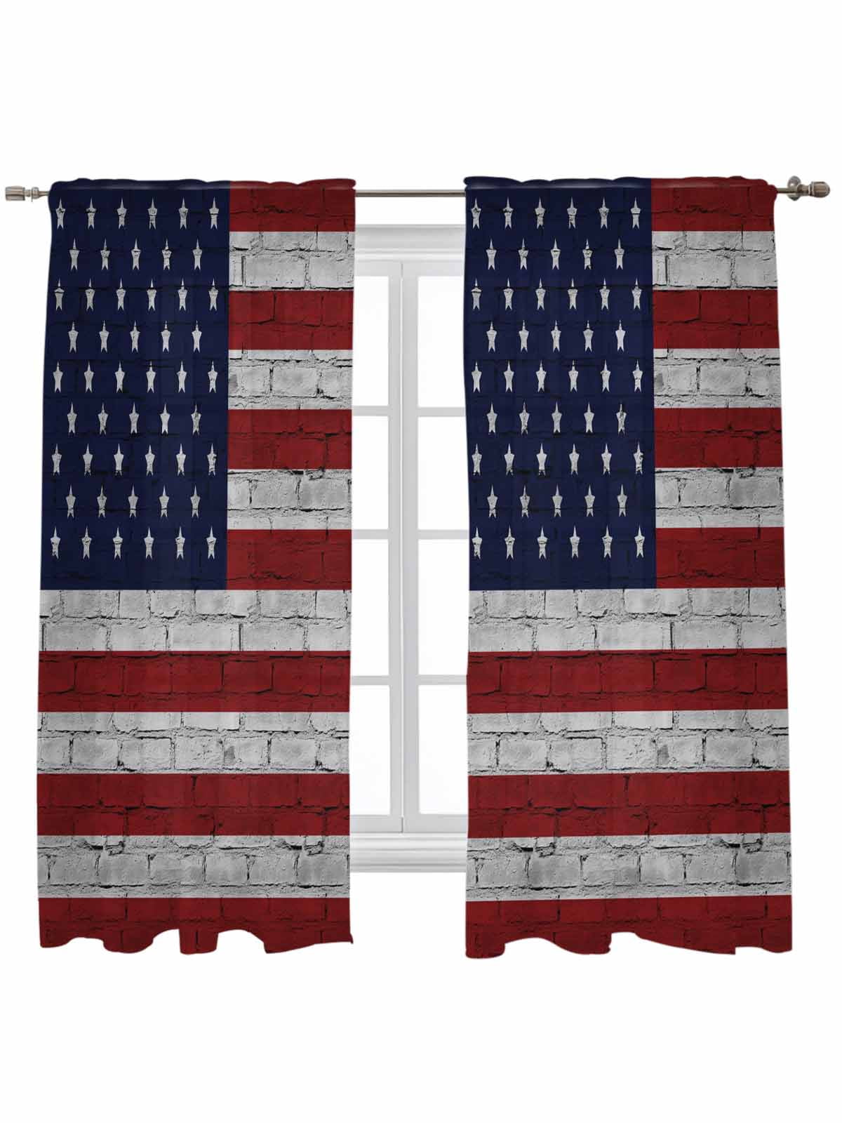 American Flag Curtains 63 Inch Length,Sheer Curtains for Bedroom Living ...
