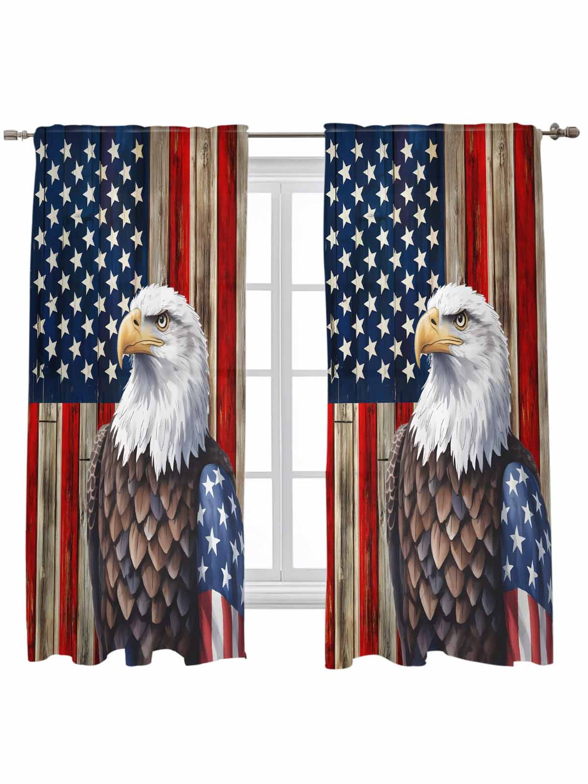 American Flag Curtains 72 Inch Length, Sheer Curtains for Bedroom ...