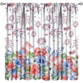 American Flag Curtains,Watercolor Floral 4th of July Independece Day ...