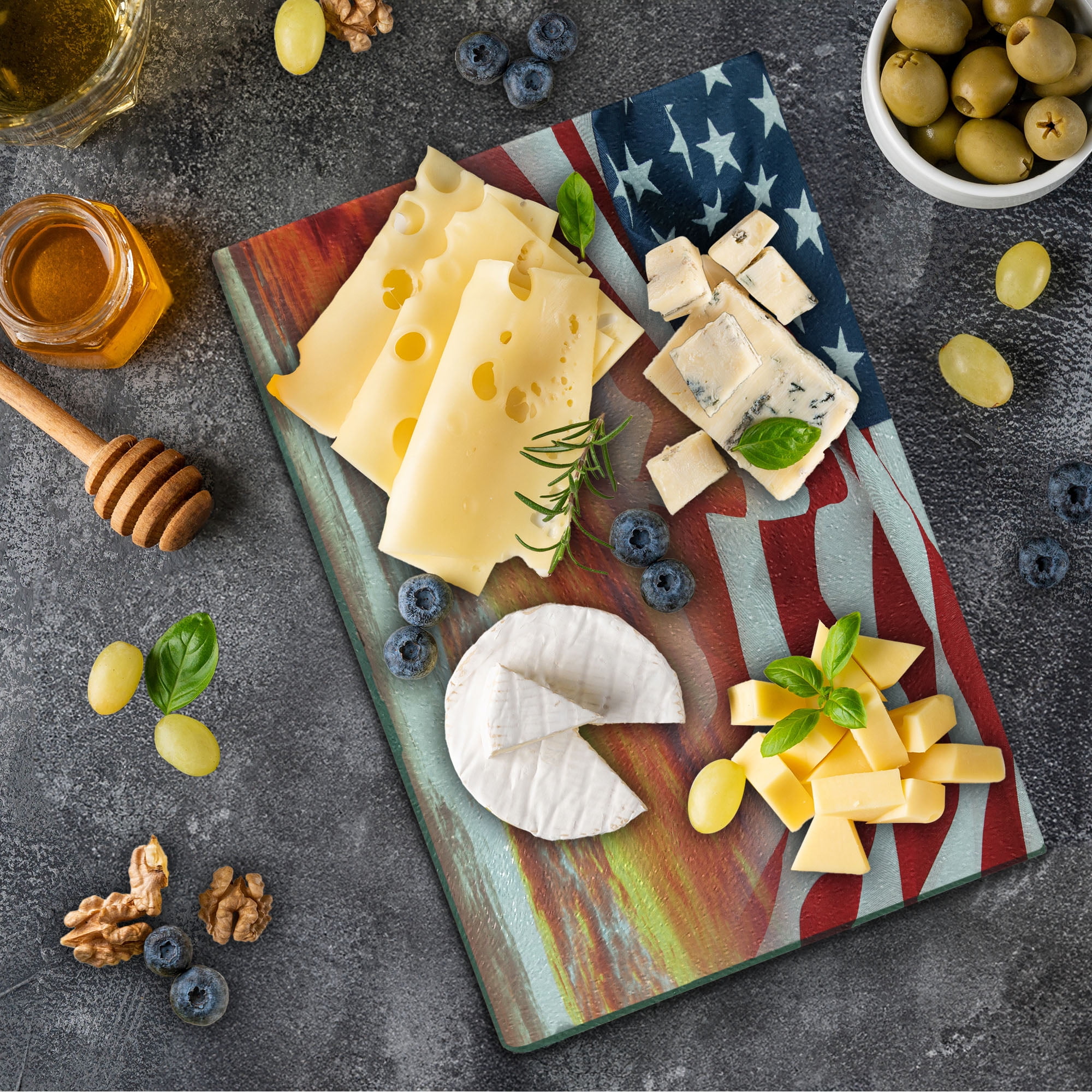 American Flag Cutting Board, Dramatic Skyline on Clouds and Flag ...