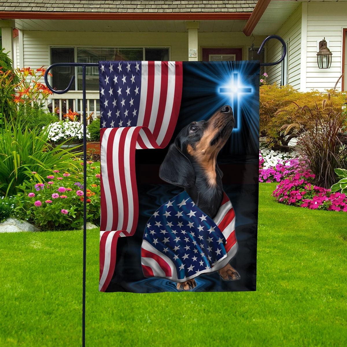 American Flag Dachshund Dog Wearing Flag American Patriot Patriotic 4th ...