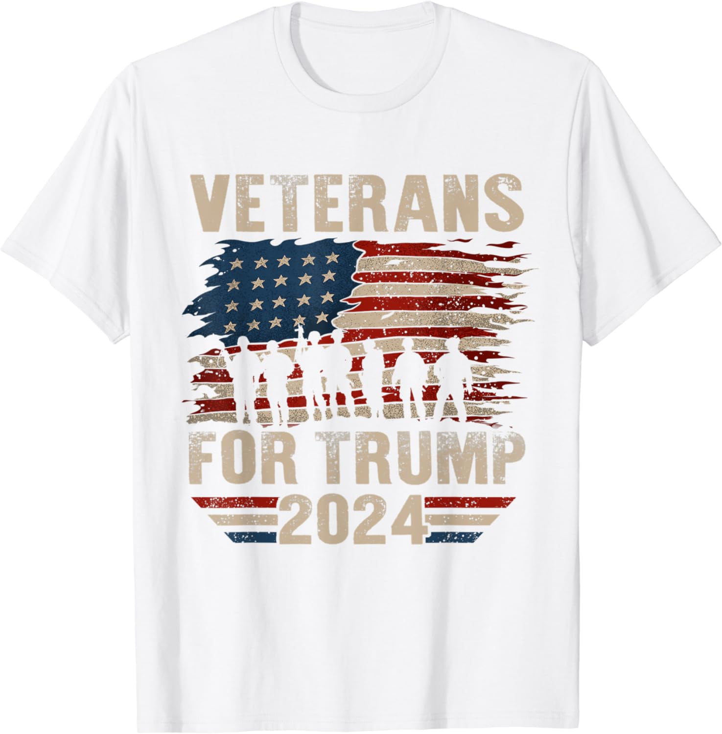 American Flag Dad Grandpa Veterans For Trump 2024 T-Shirt - Walmart.com