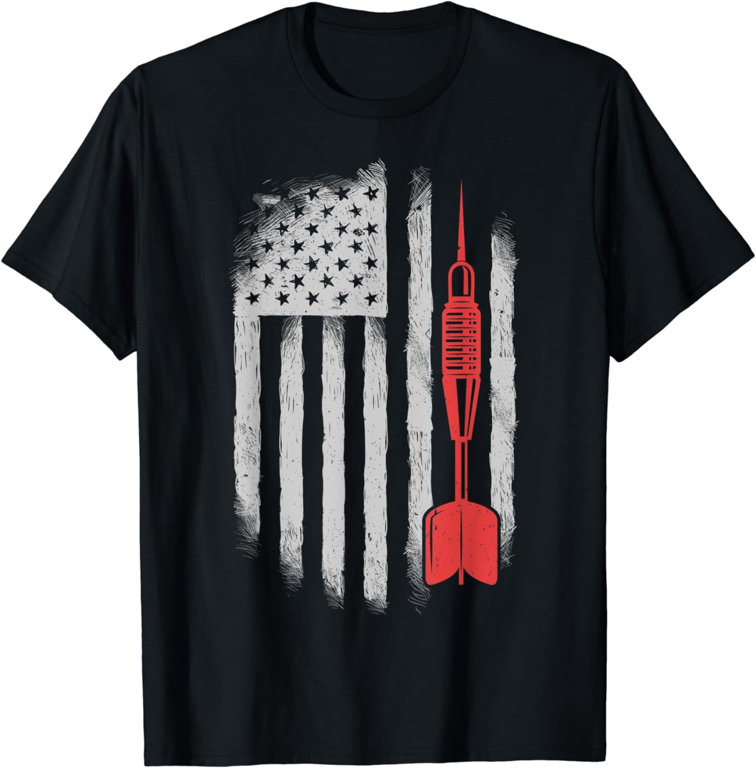 American Flag Darts Player Vintage USA Dart 4th of July Gift T-Shirt ...
