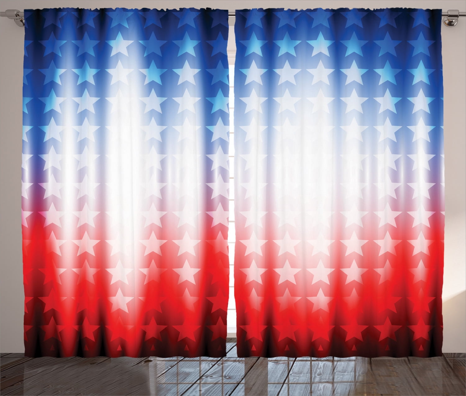 Ambesonne Flag Curtains 2 Panel Set, Abstract Digital Star, 108" x 84 ...