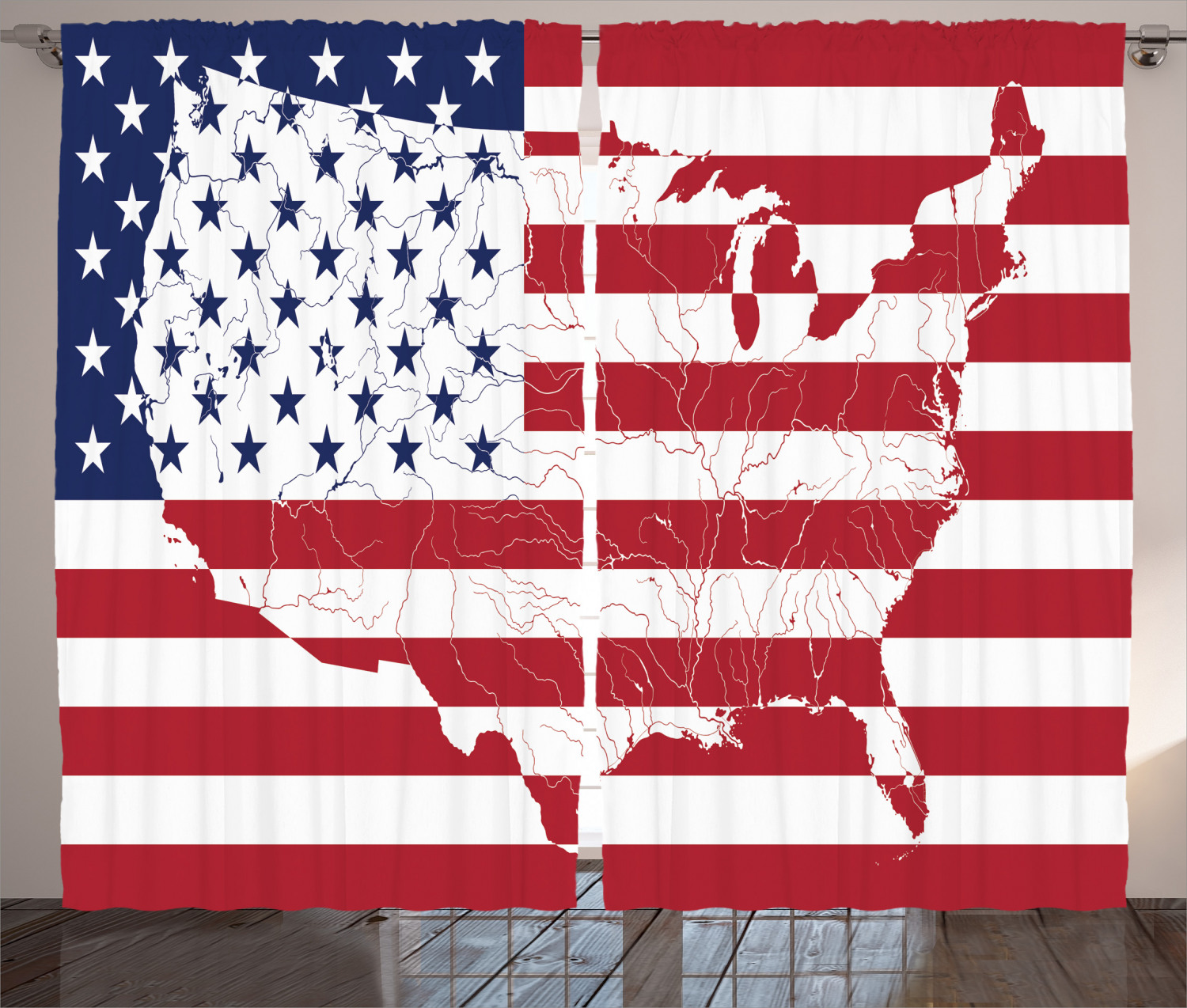 Ambesonne American Flag Curtains 2 Panel Set, Martial World, 108" x 84 ...