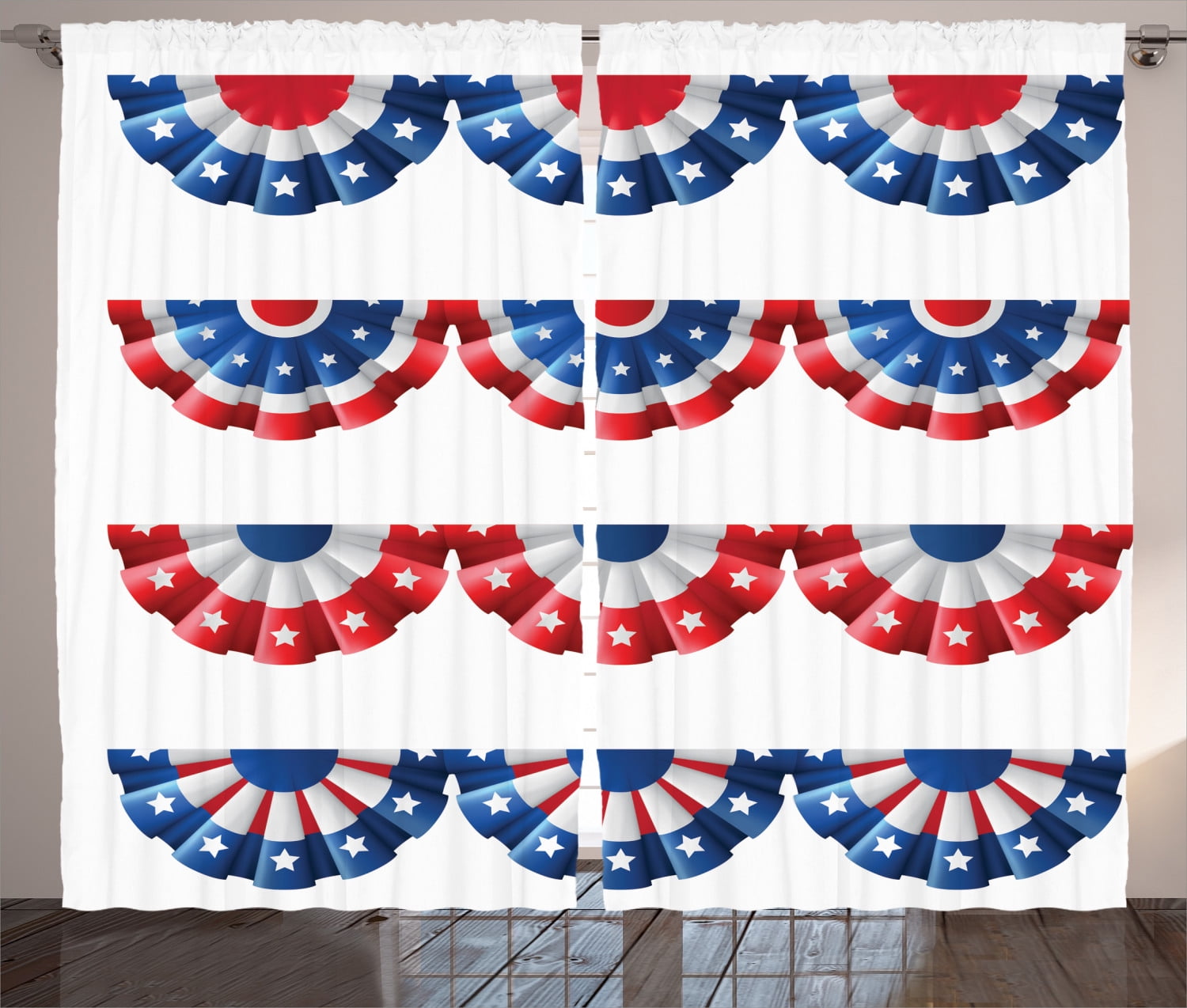 Ambesonne American Flag Curtains 2 Panel Set, Ribbon Pattern, 108" x 84 ...