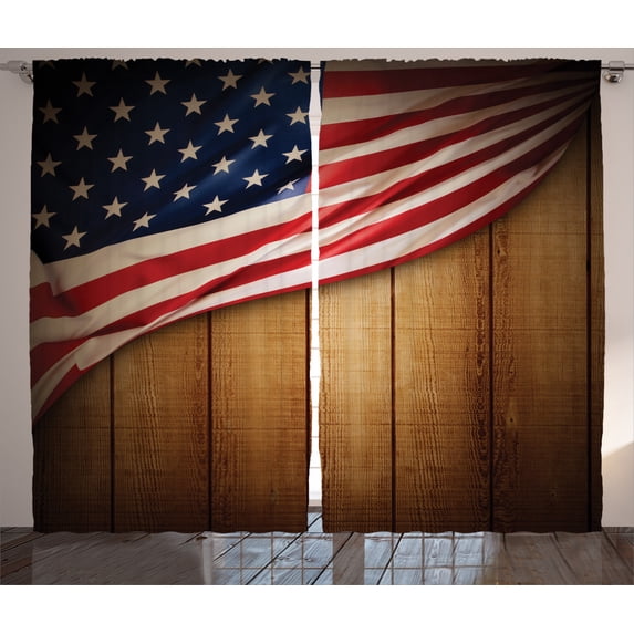 Ambesonne Rustic Curtains 2 Panel Set, Retro Wooden Country, 108" x 84 ...