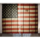 Ambesonne American Flag Curtains 2 Panel Set, Wood Design Flag, 108" x ...
