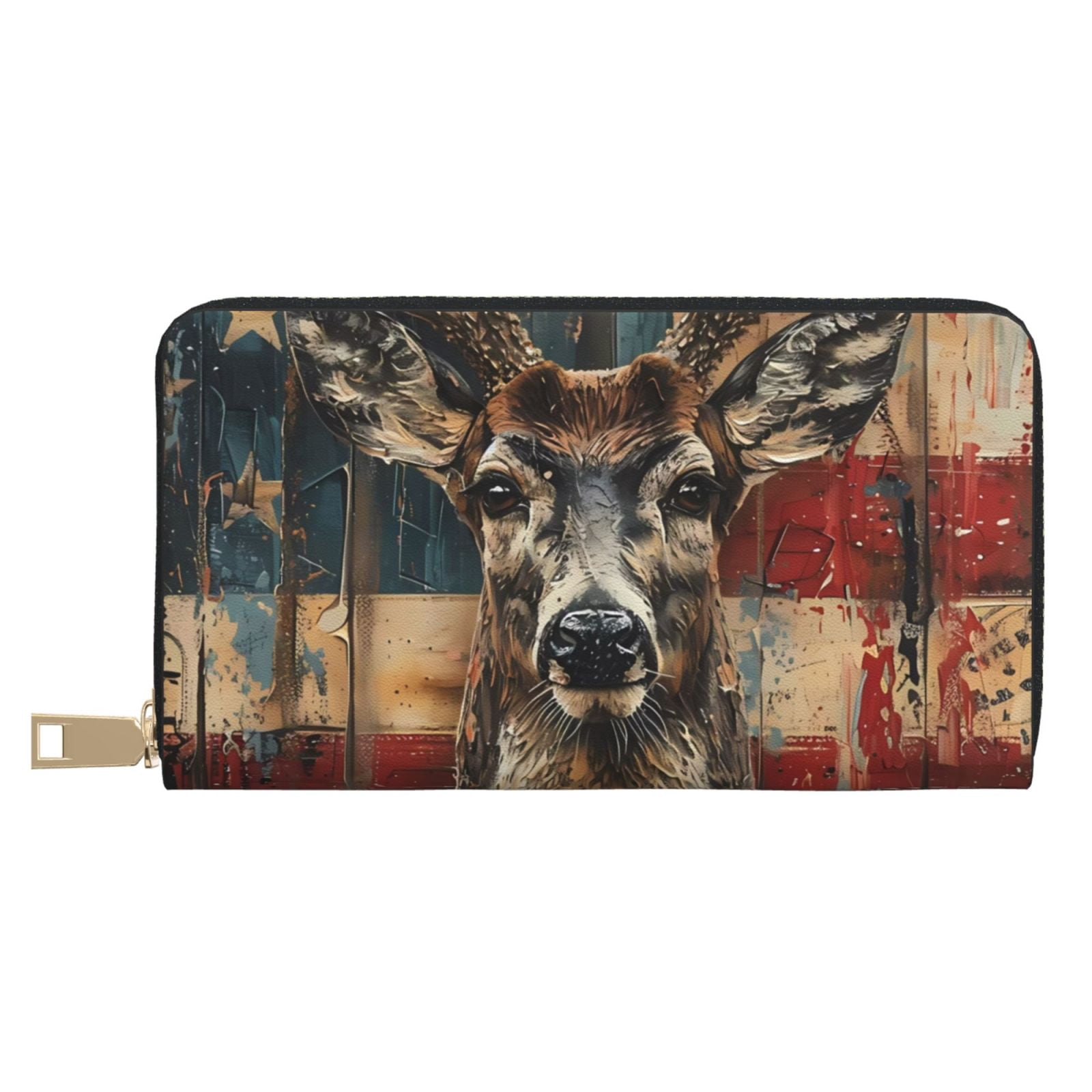 American Flag Deer Art Wallet Women, Leather Bifold Multi Card Wallet ...