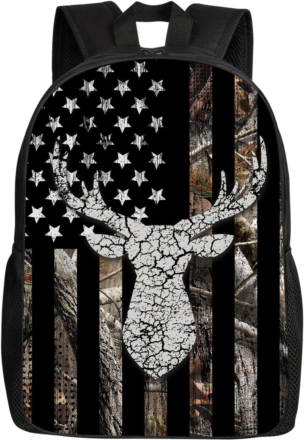 American Flag Deer Backpack USA Hun_ting Camo Deer Flag Bookbags for ...