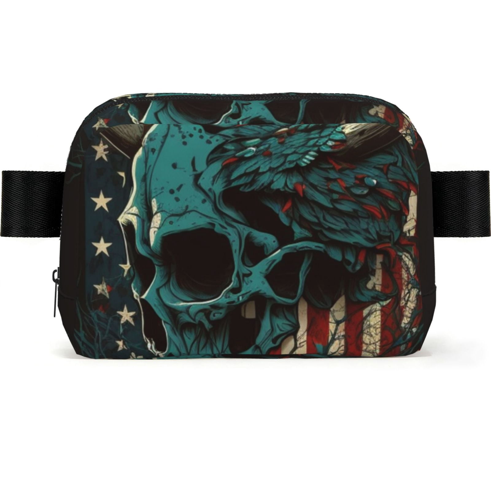 American Flag Deer Skull Camo Camouflage Square Fanny Pack Fashion Belt ...