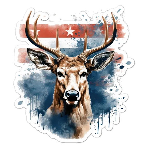 American Flag Deer Sticker Indoor Outdoor Phone Decal Water Bottle ...