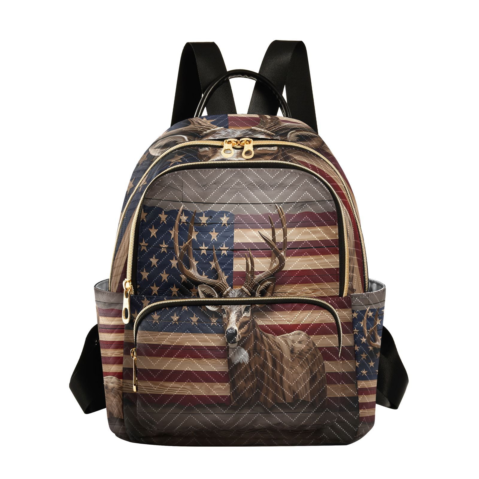 American Flag Deer Travel Laptop Backpack Casual Daypack Lightweight ...