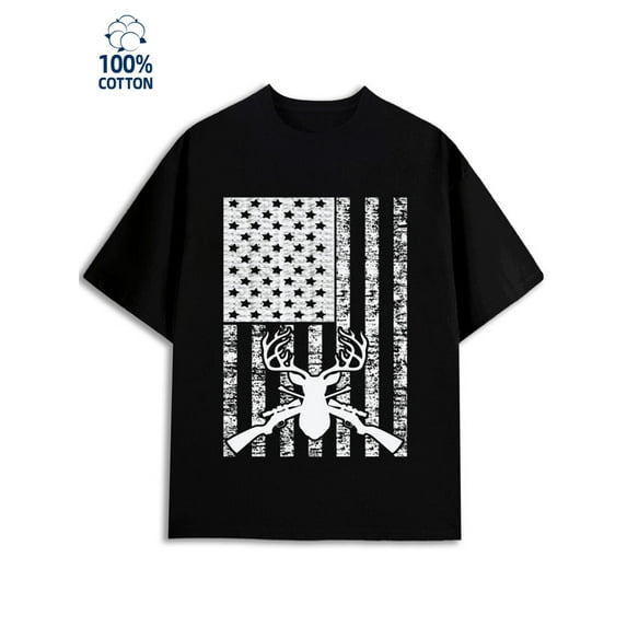American Flag Deer mens flag 180G 100% Cotton black funny bang Classic ...