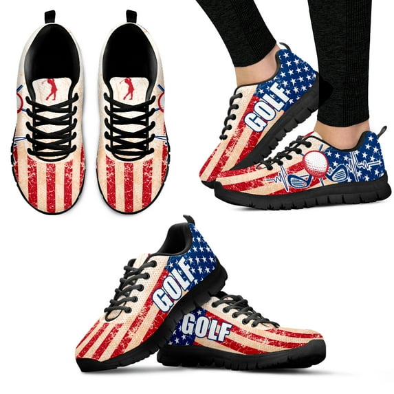 American Flag Design Brand Fashion Sneakers Trendy Golf Print Shoes ...