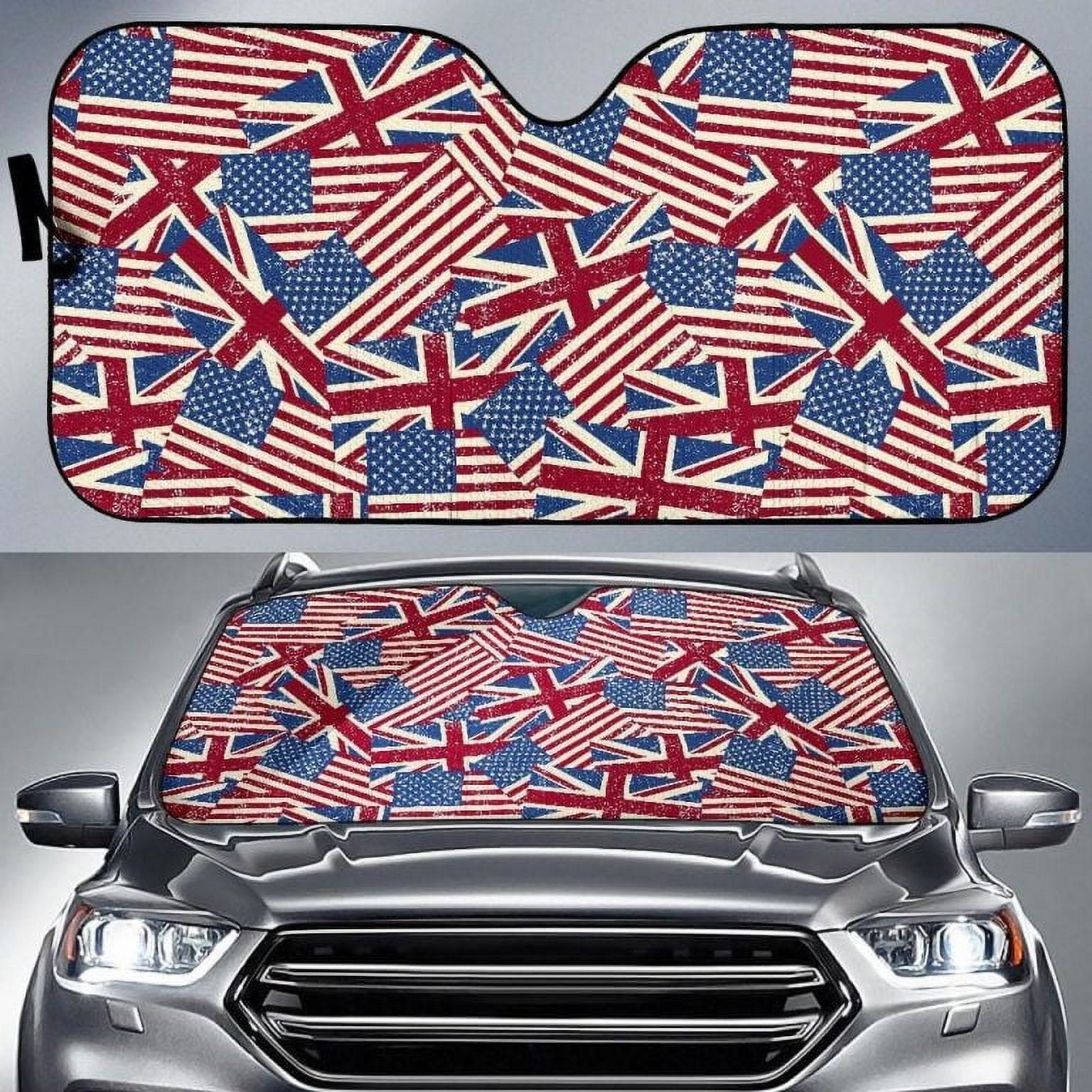 American Flag Design Patriotic Car Sun Shade Windshield UV and Heat ...