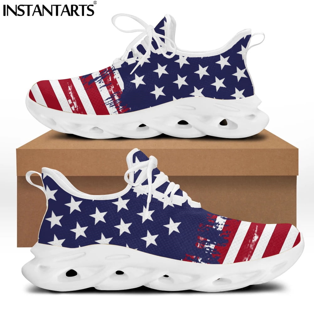 American Flag Design Sneakers Women Unisex Patriotic US Lace-Up Shoes ...