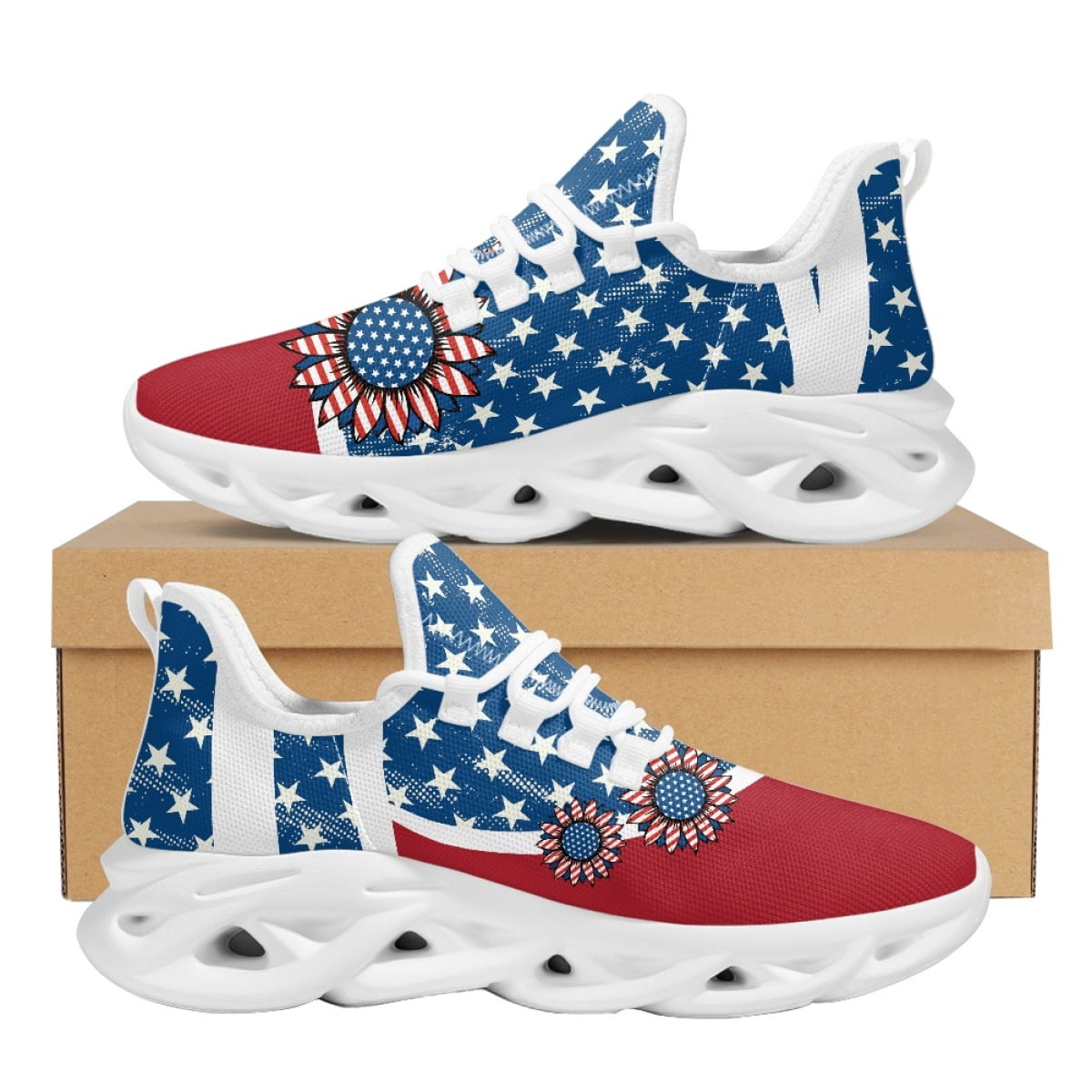 American Flag Design Women‘s Lace-up Mesh Sneakers Summer Breathable ...