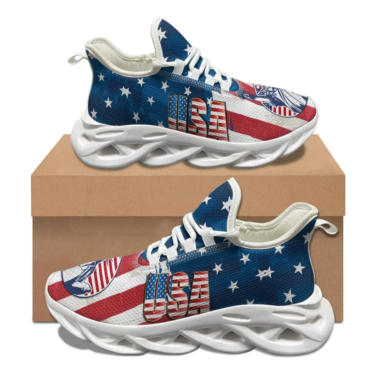 American Flag Designer Soft Sneakers Fashion Lace-up Nonslip Platform ...