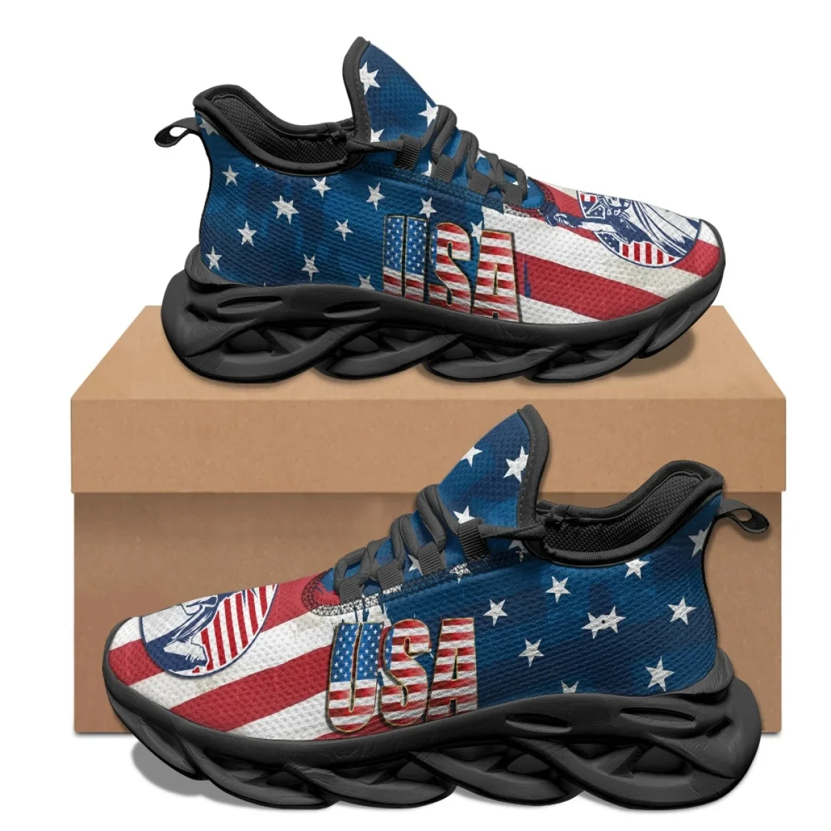 American Flag Designer Soft Sneakers Fashion Lace-up Nonslip Platform ...