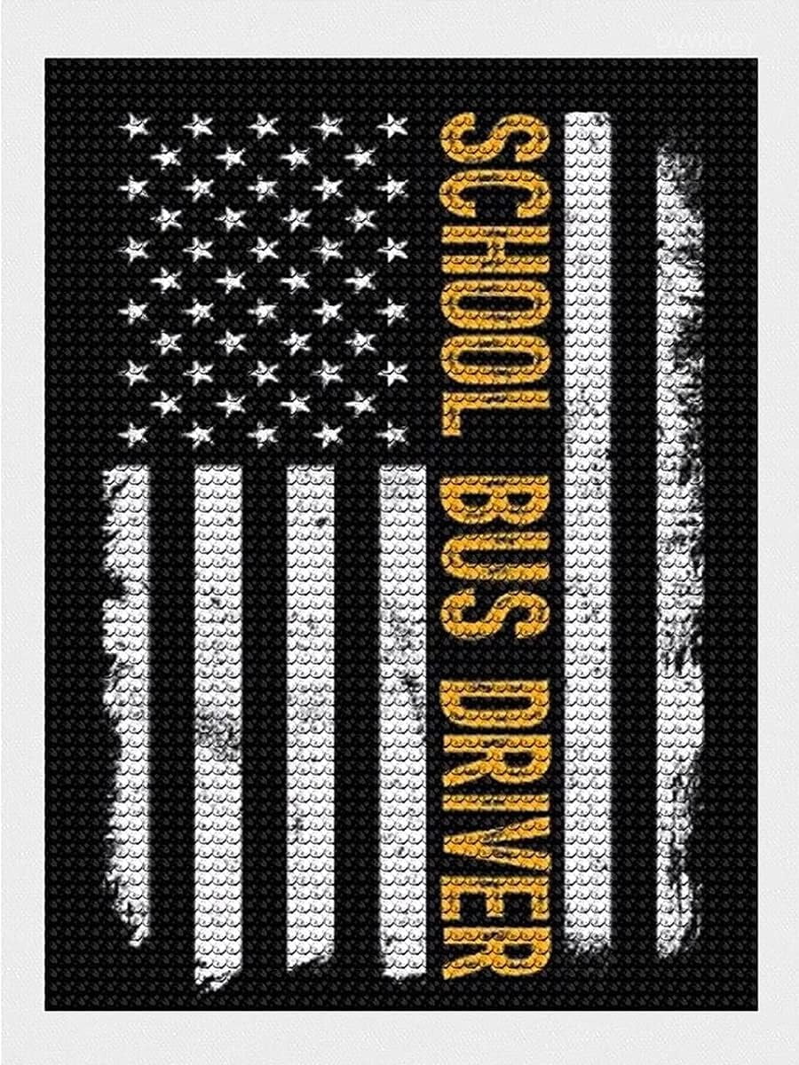 American Flag Diamond Painting Kits School Bus Diamond Art for Adults ...