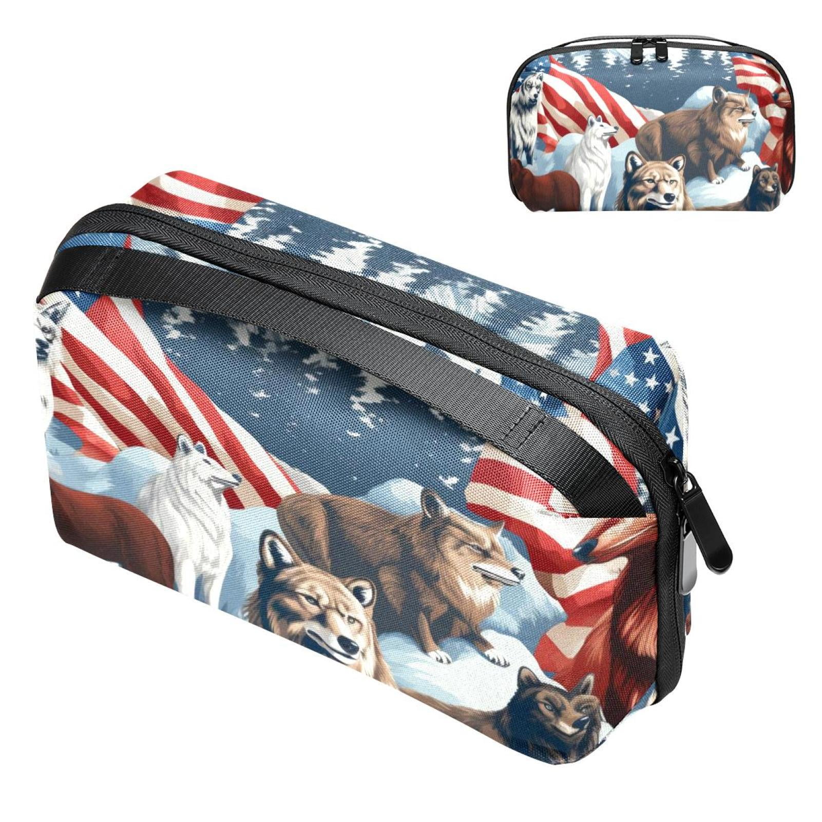 American Flag Digital Bag Organizer Travel Case with Oxford Fabric ...