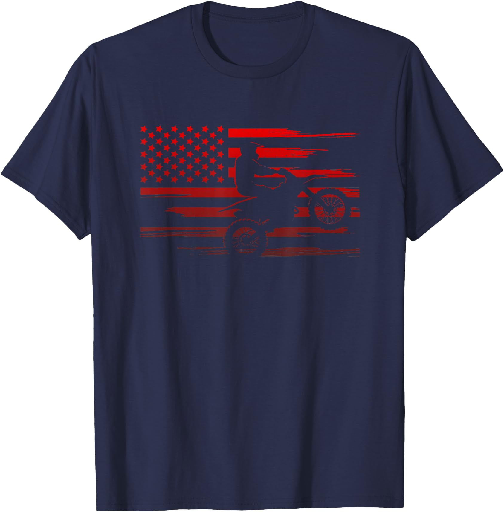 American Flag Dirt Bike Apparel Motocross Softstyle Unisex T-Shirt,Navy ...