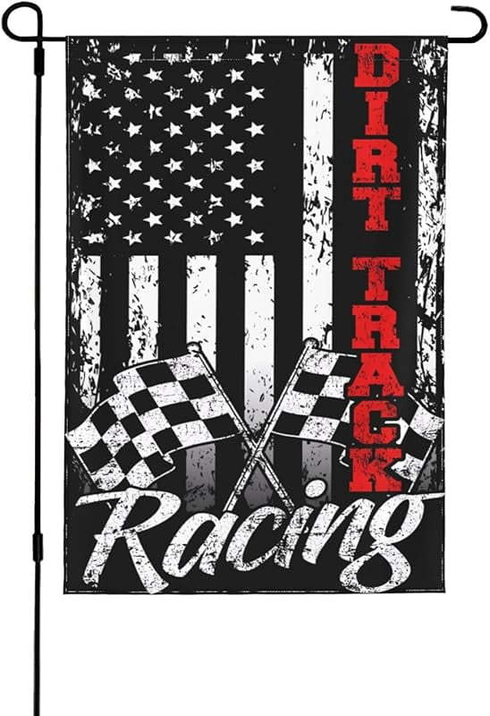 American Flag Dirt Track Racing Car Bike Driver Racer Garden Flags ...