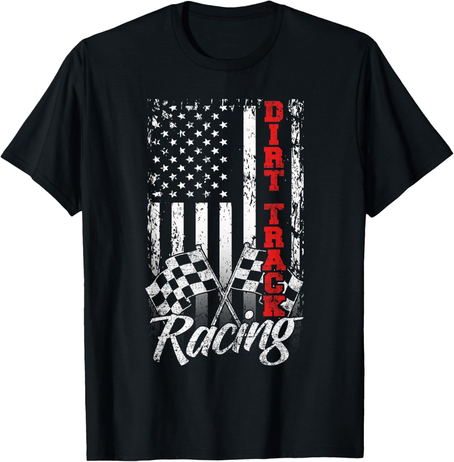 American Flag Dirt Track Racing Car Bike Driver Racer Gift Mens T-Shirt ...
