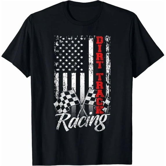American Flag Dirt Track Racing Car Bike Driver Racer Gift Unisex T ...