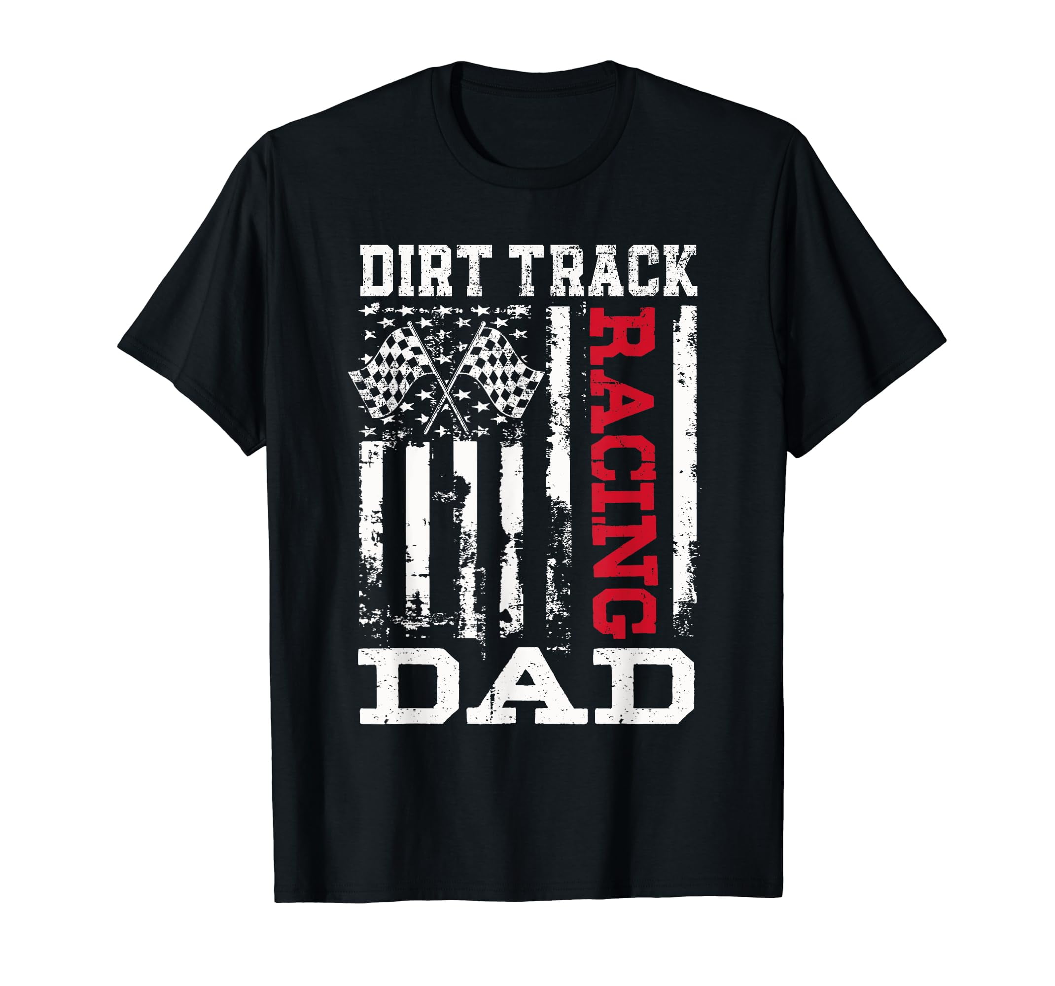American Flag Dirt Track Racing Dad Race Flag Design Retro Men T-Shirt ...