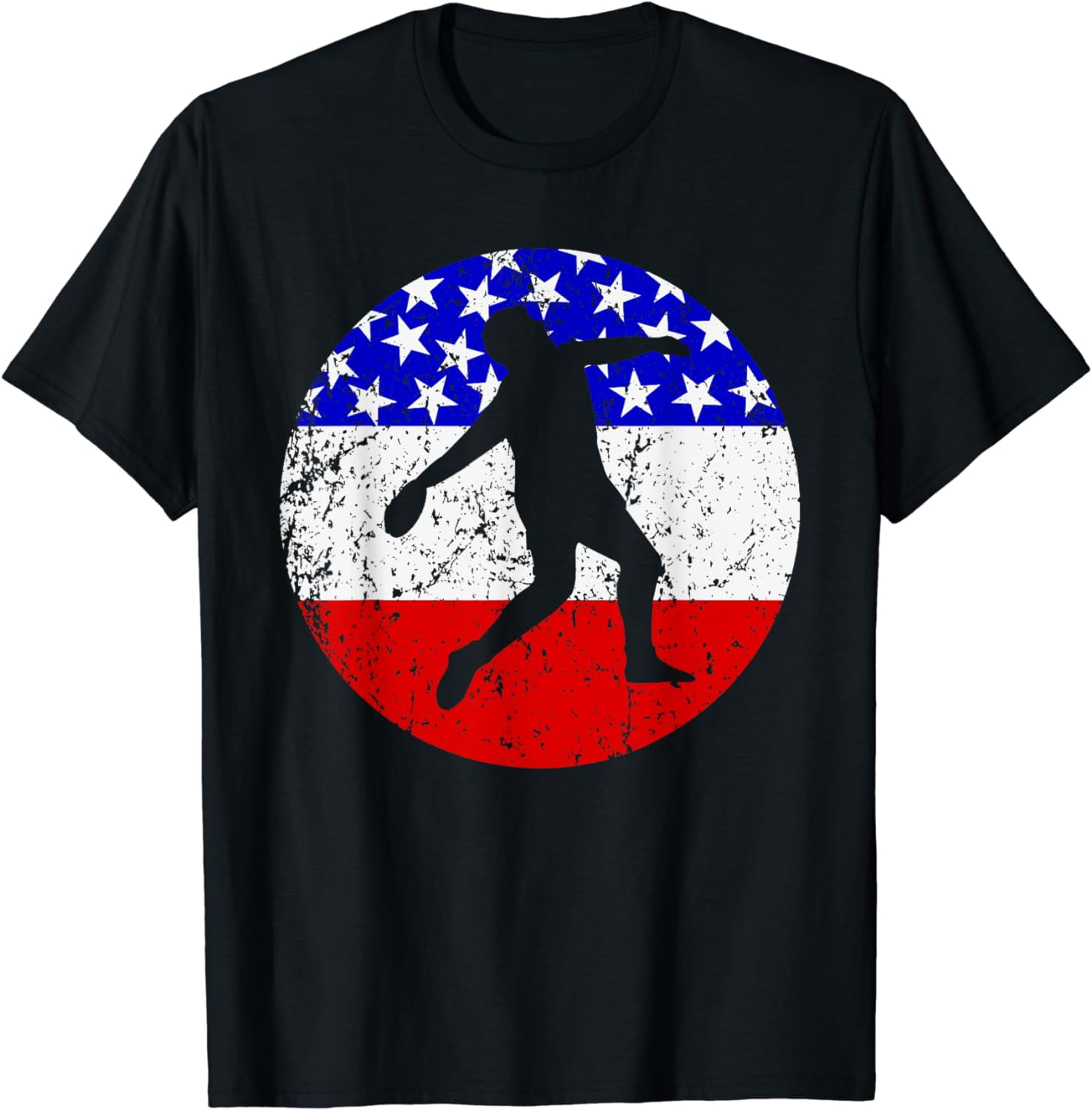American Flag Discus Throw Vintage Retro Track And Field T-Shirt ...