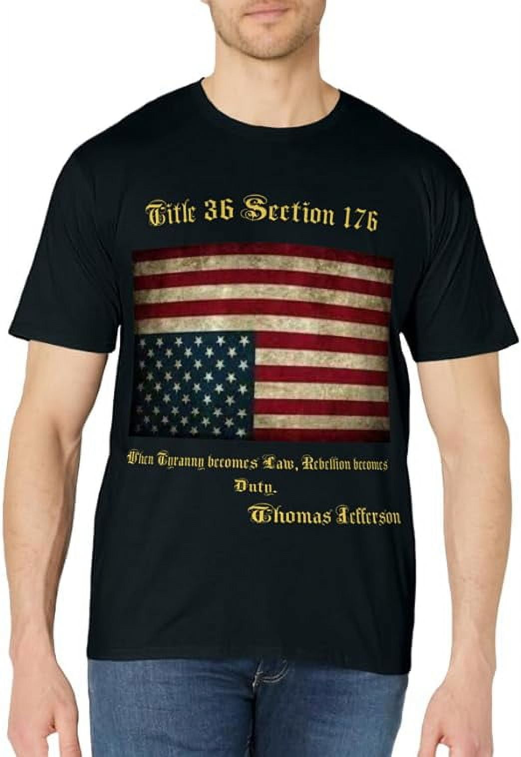 American Flag Distress Upside Down Thomas Jefferson Patriot T-Shirt Men ...
