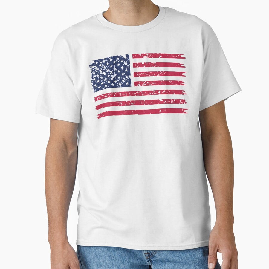 American Flag Distressed Vintage Look T-Shirt - Walmart.com