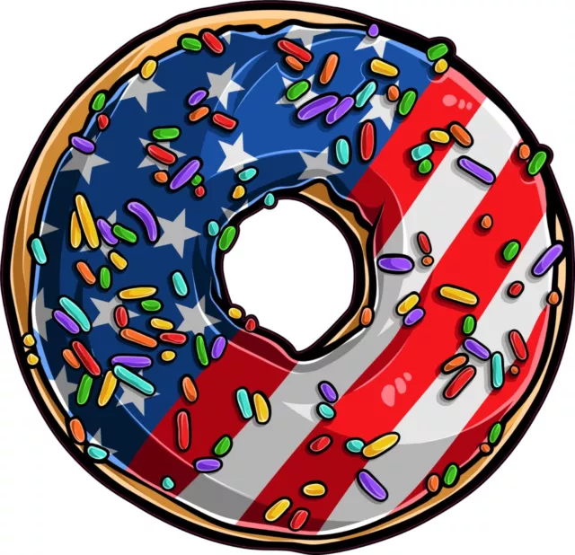 American Flag Donut W/Sprinkles Sticker Window Decal Phone Decal Water ...