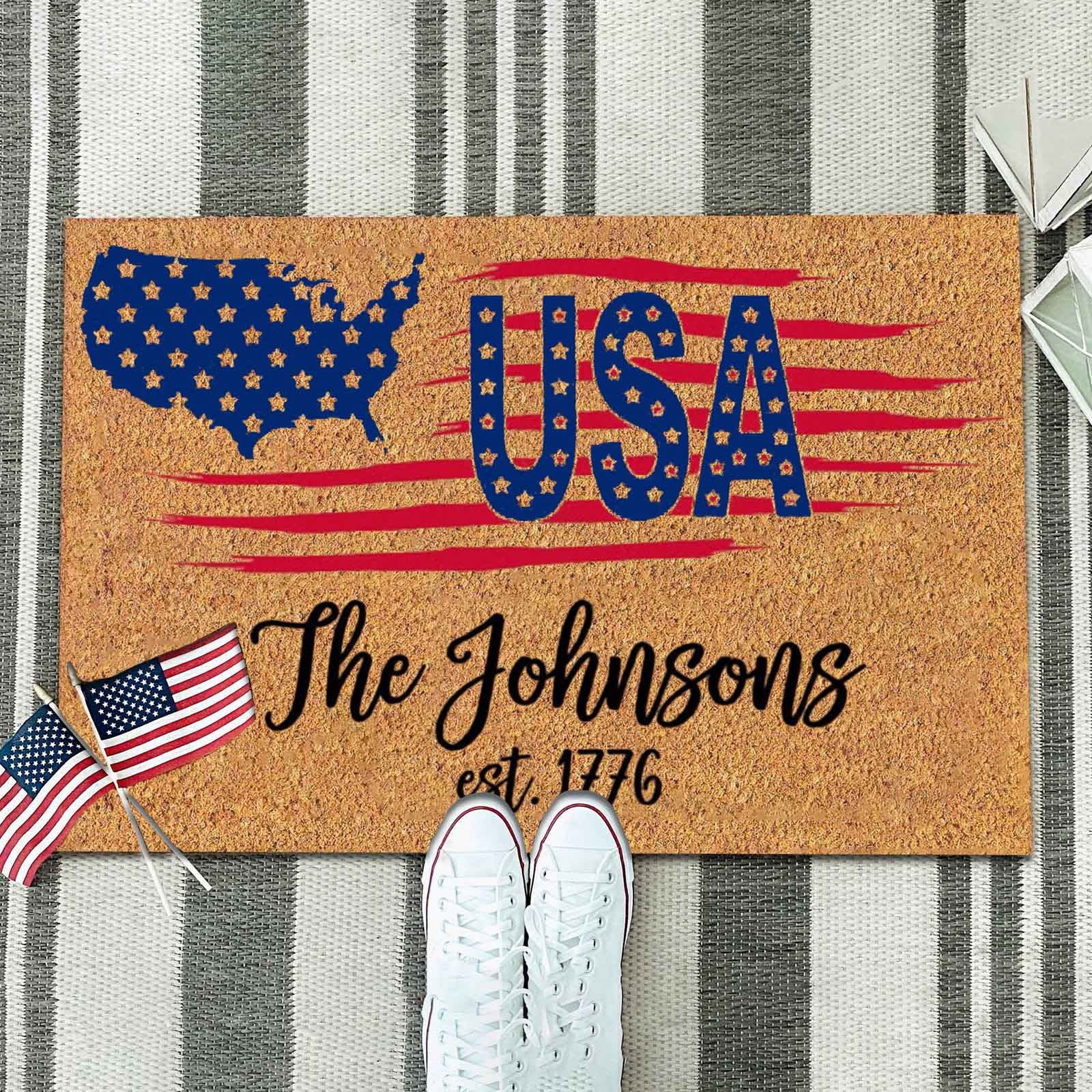 American Flag Door Mat Independence Day Anti Slip Bathroom Rug 4th Of ...