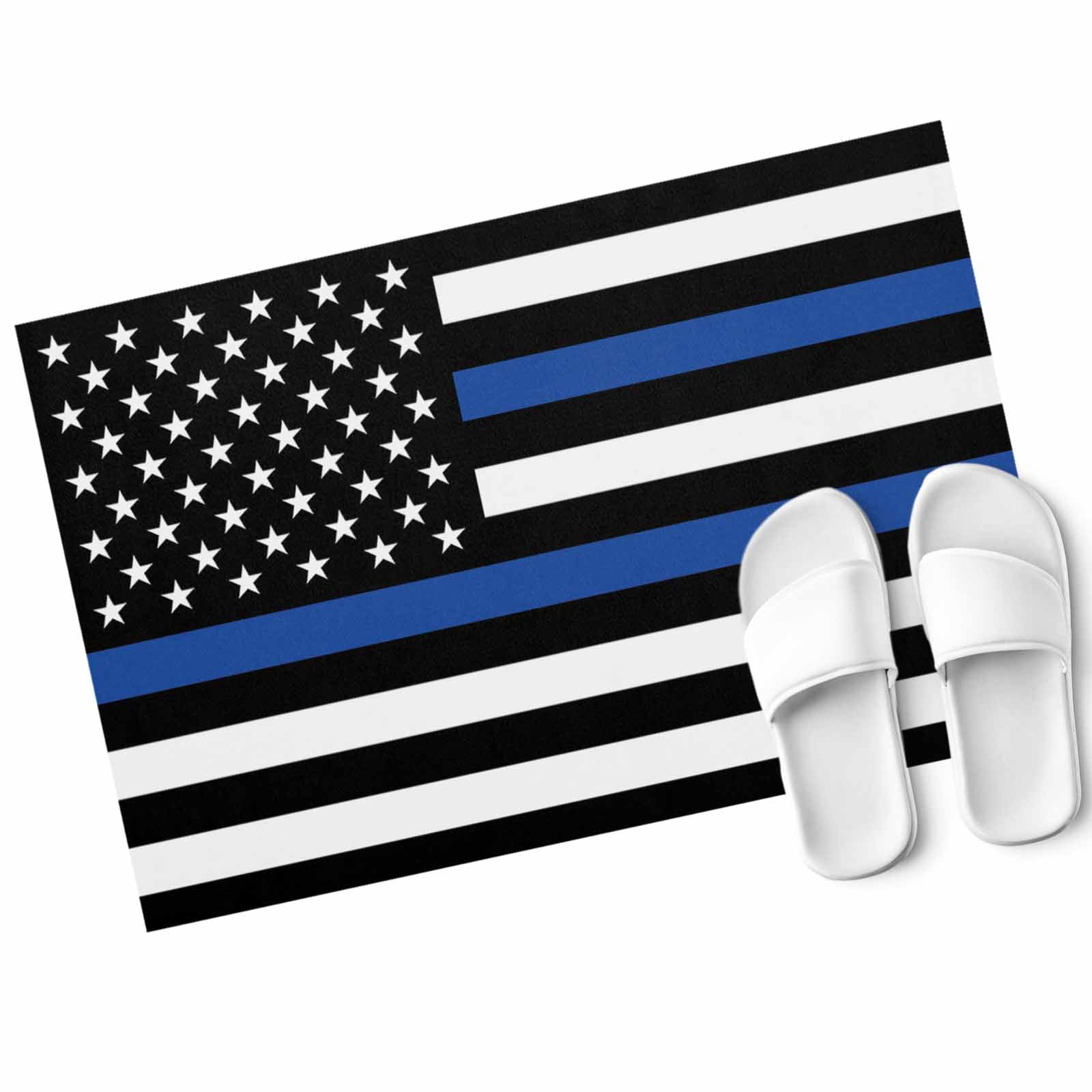 American Flag Door Mat Retro USA Flag Blue Line Black White Striped Non ...
