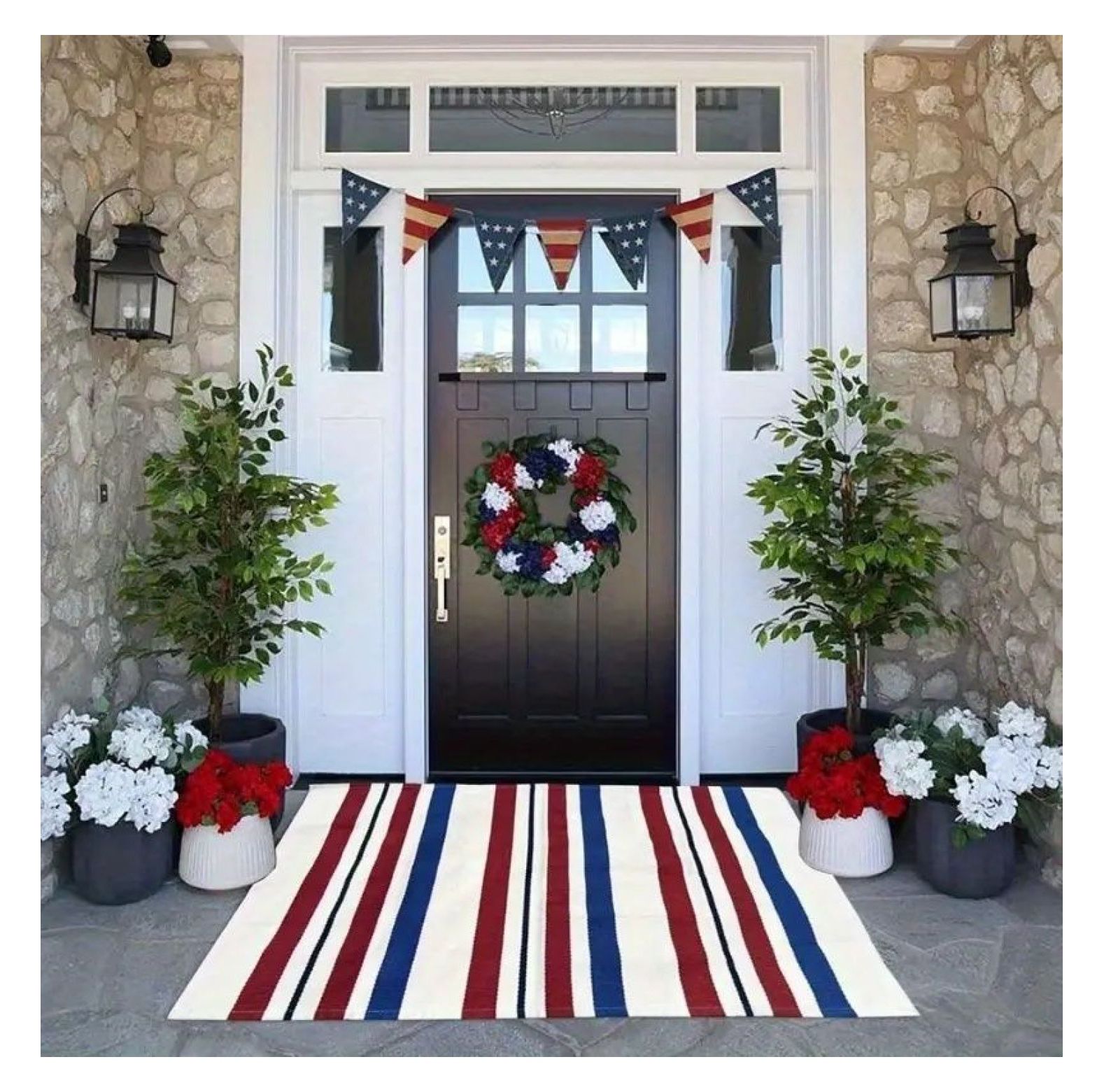 American Flag Doormat - Patriotic USA Welcome Mat, Red White & Blue ...