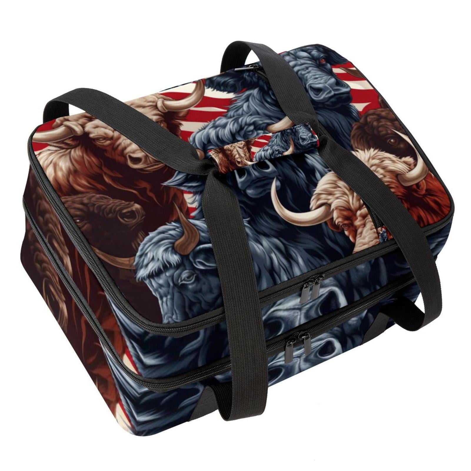 American Flag Double Layered Insulated Lunch Bag with Two Compartments ...