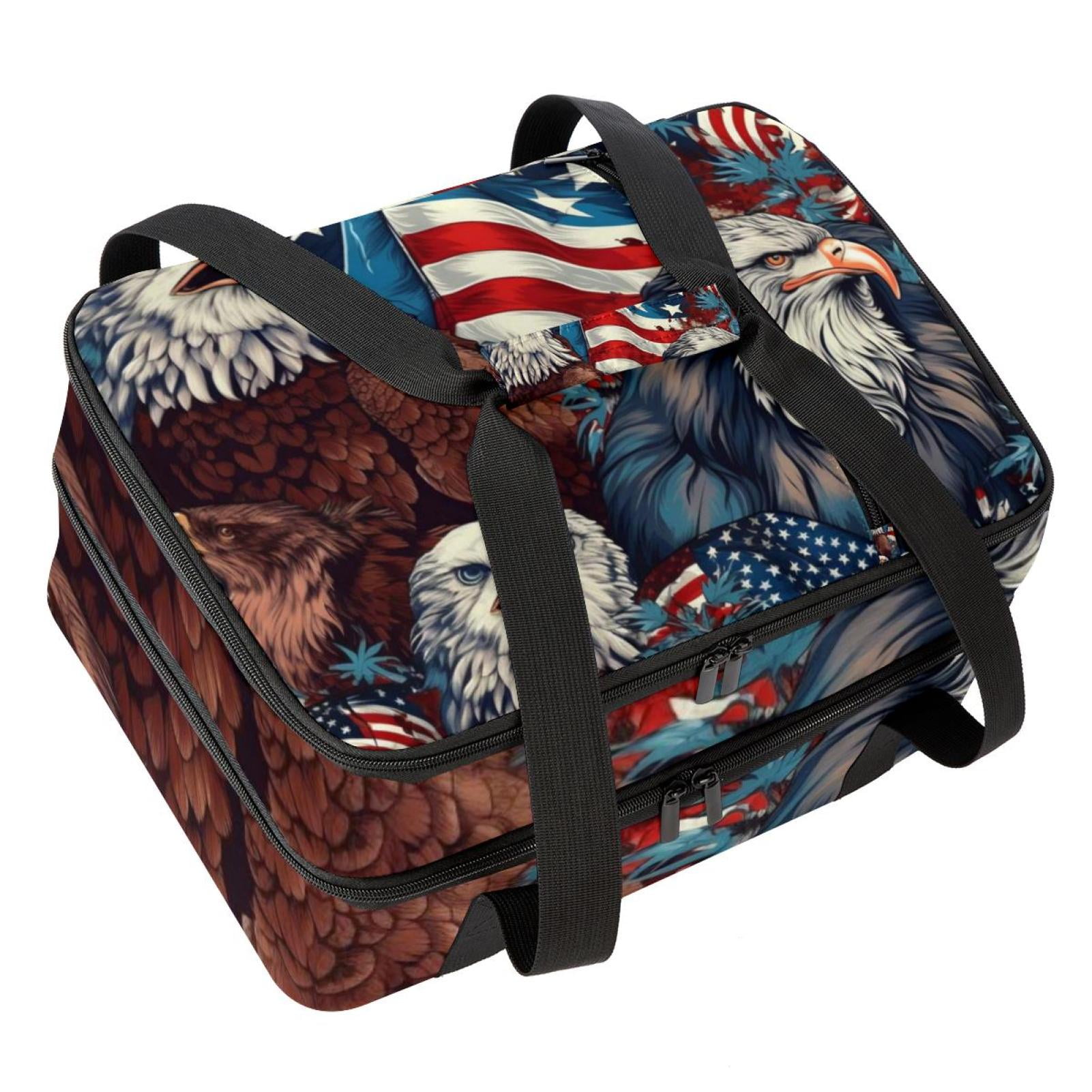 American Flag Double Layered Insulated Lunch Bag with Two Compartments ...