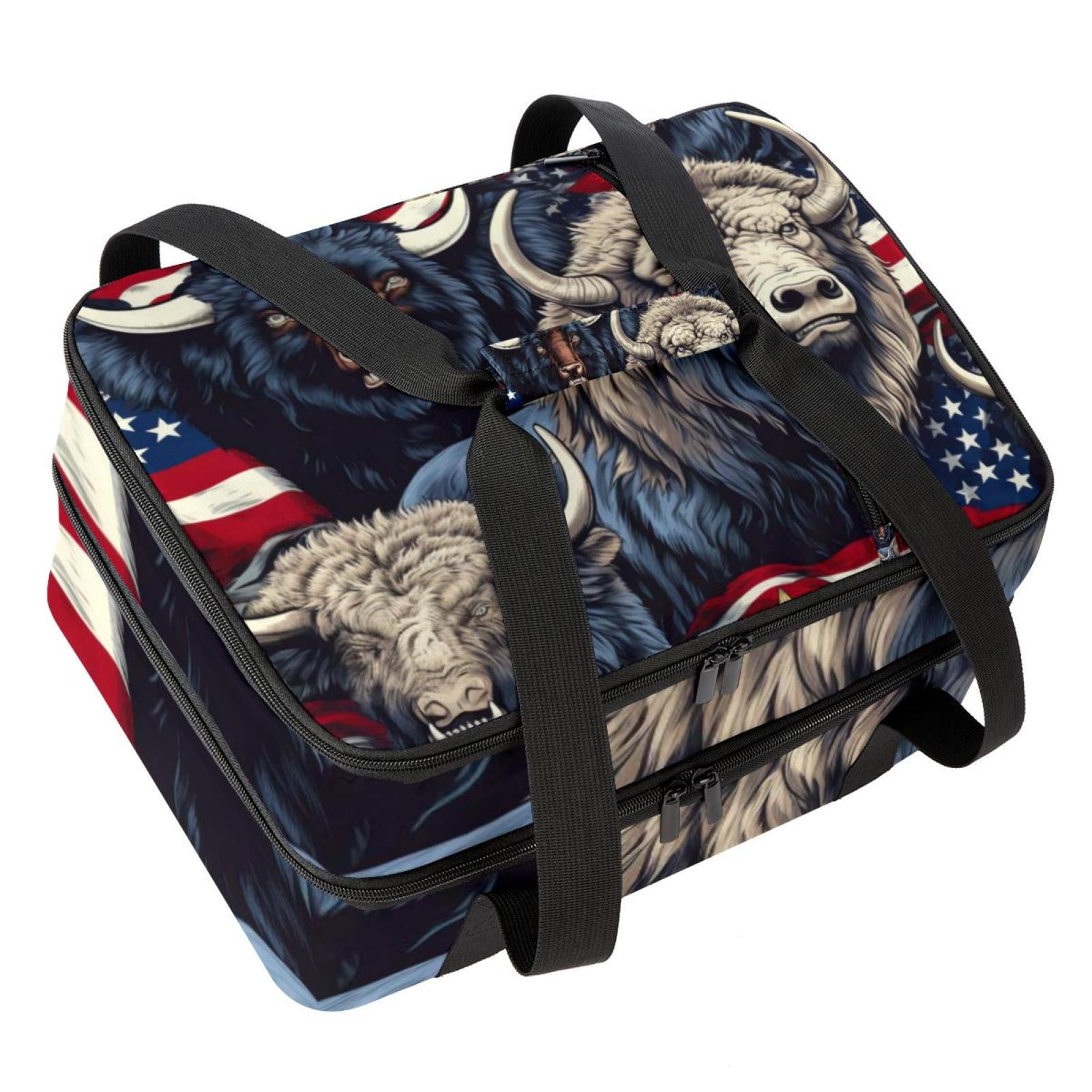 American Flag Double Layered Insulated Lunch Bag with Two Compartments ...