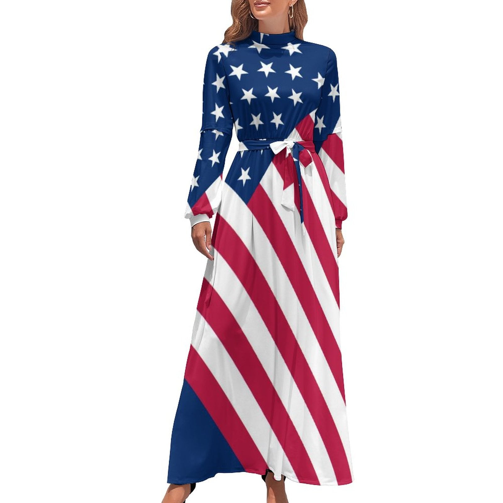 American Flag Dress The Stars And Stripes Print Kawaii Maxi Dress ...