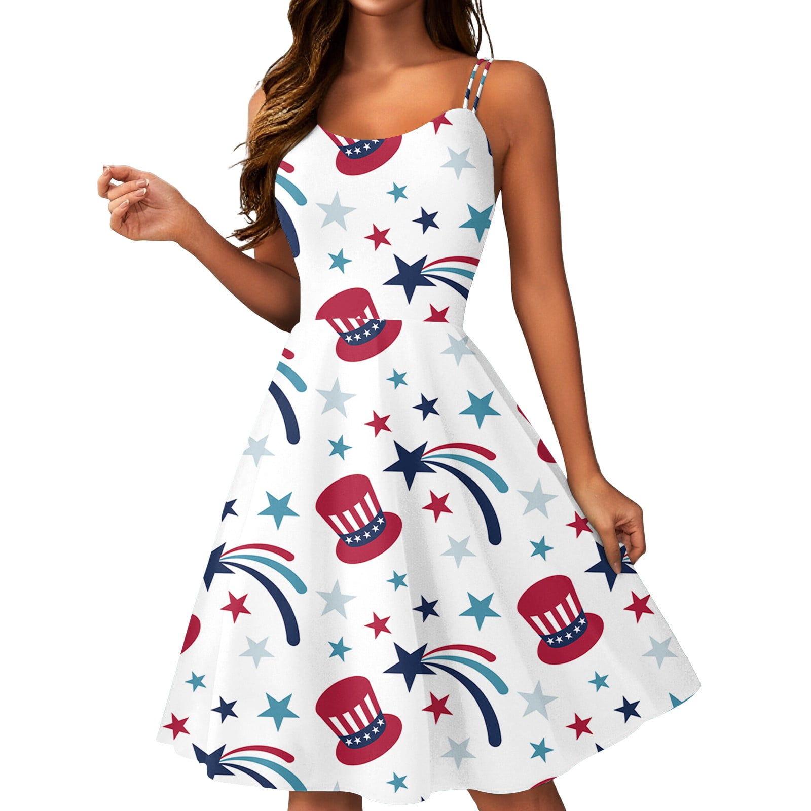 American Flag Dress for Women Patriotic Summer Dress Formal Backless ...