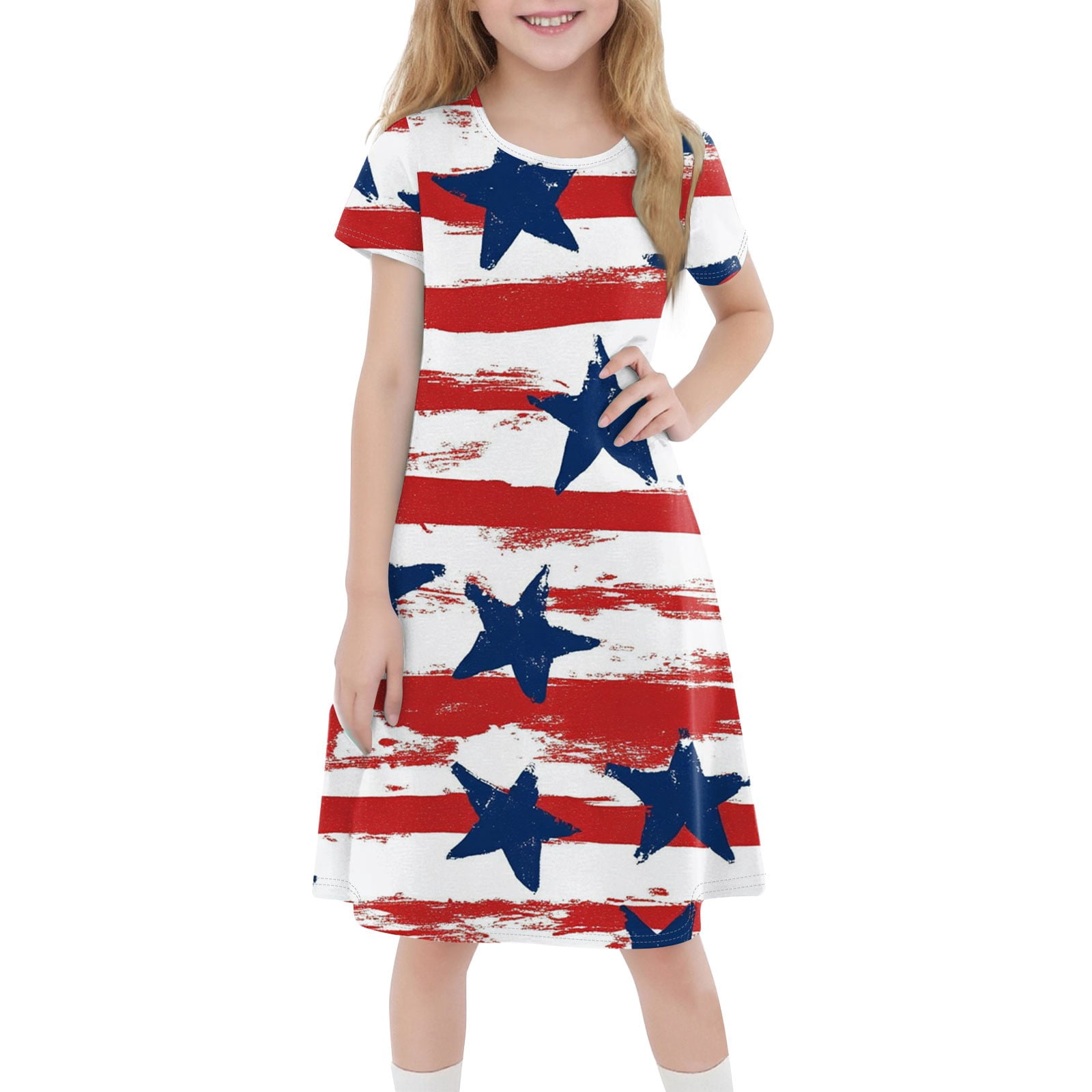 American Flag Dresses for Girls Kids 4th of July Dresses Stars Striped ...