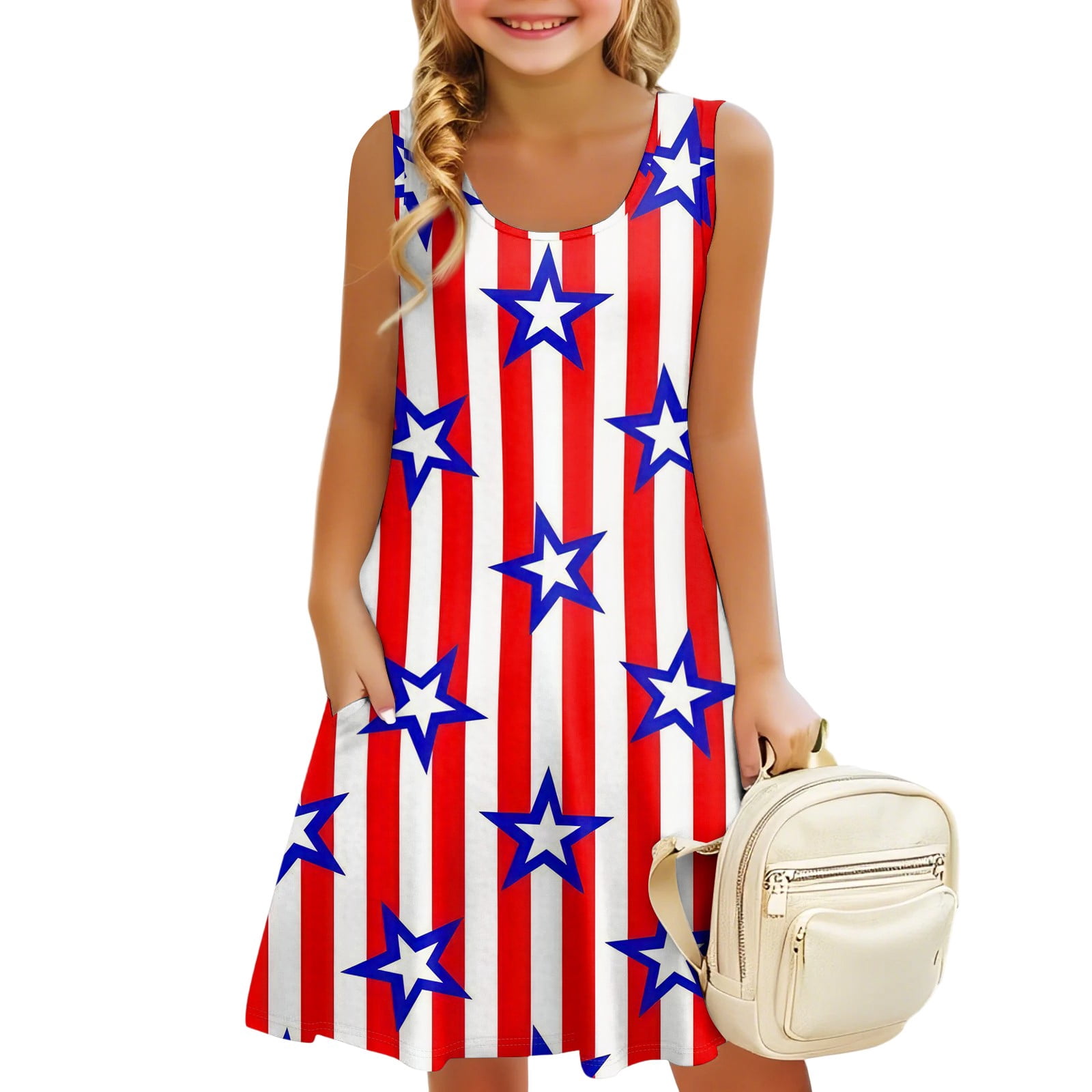 American Flag Dresses for Girls Kids 4th of July Dresses Stars Striped ...